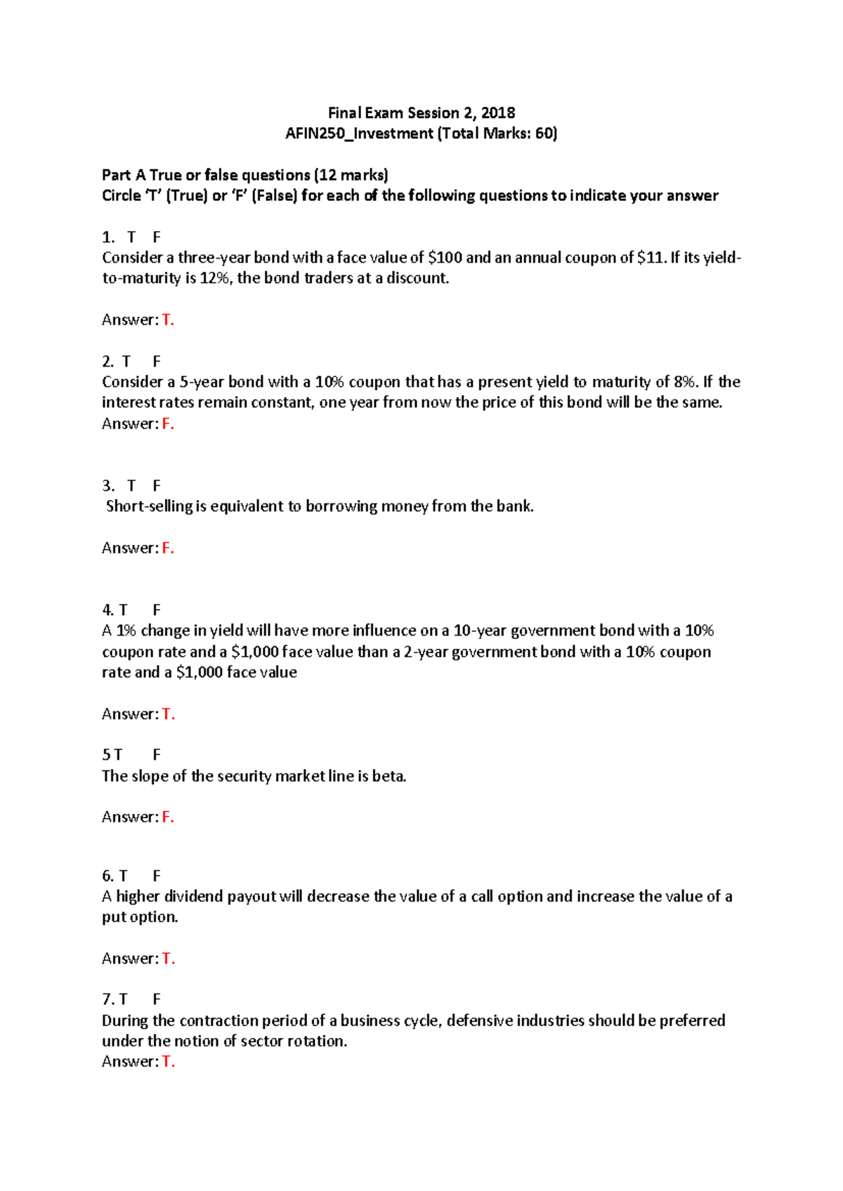 Final Exam 2018, answers - Warning: TT: undefined function: 32 Warning: TT: undefined function ...