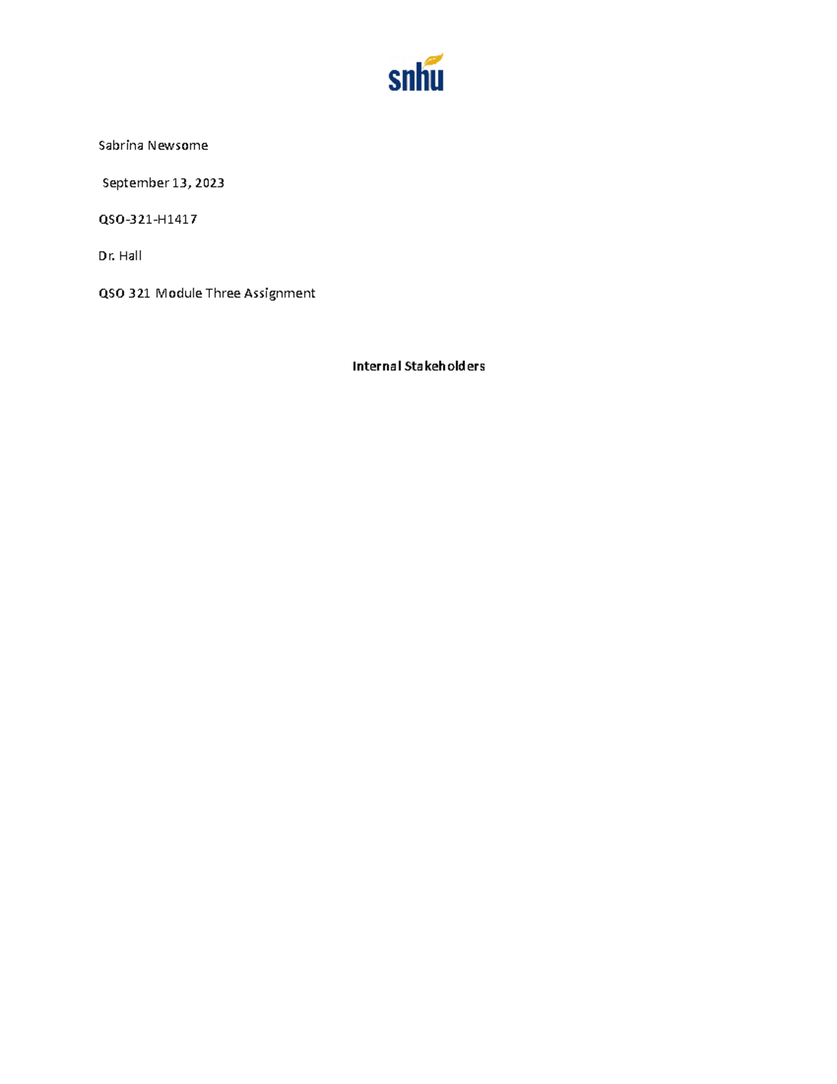 QSO 321 Module Three Assignment - Sabrina Newsome September 13, 2023 ...