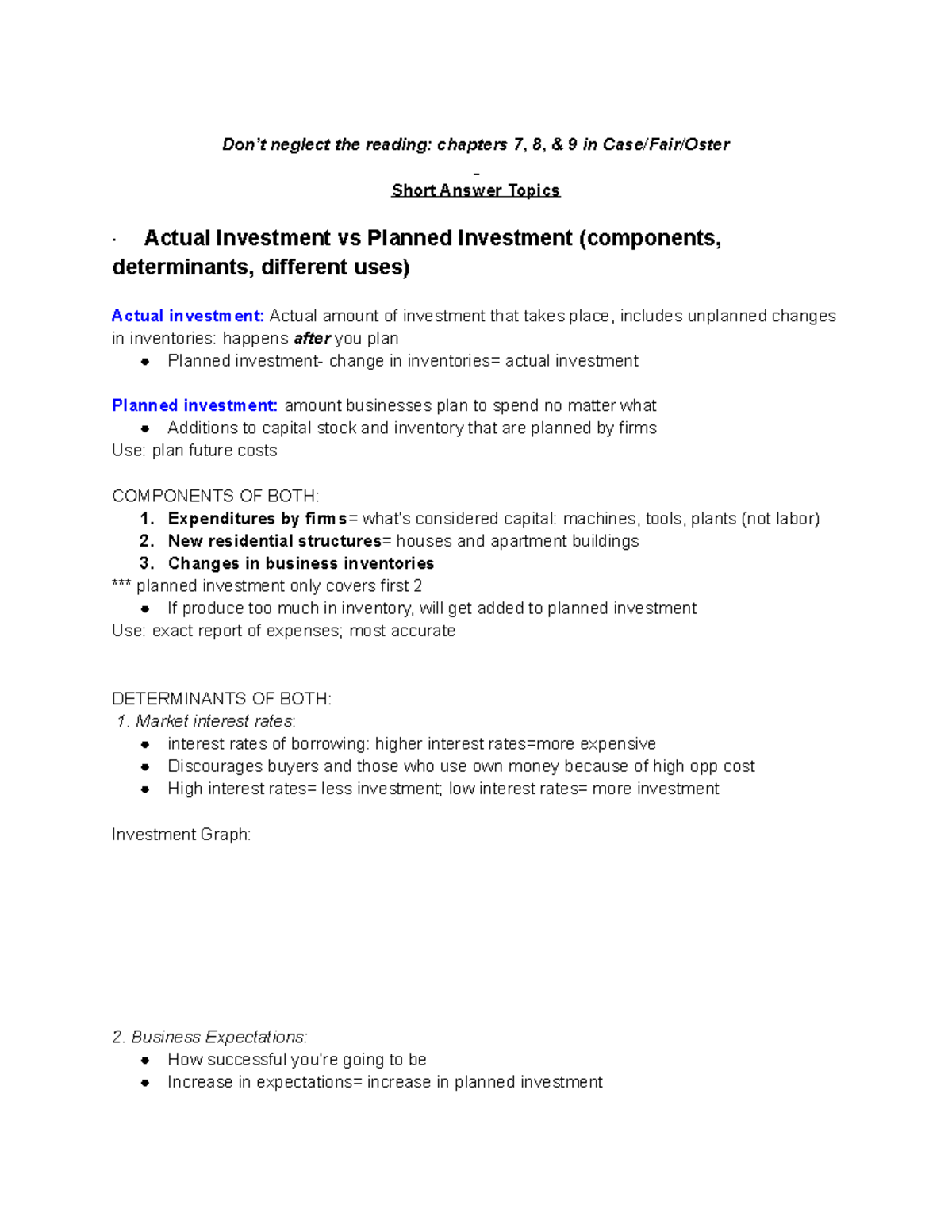 Econ test 2 study guide - Summary Introduction to Macroeconomics ...