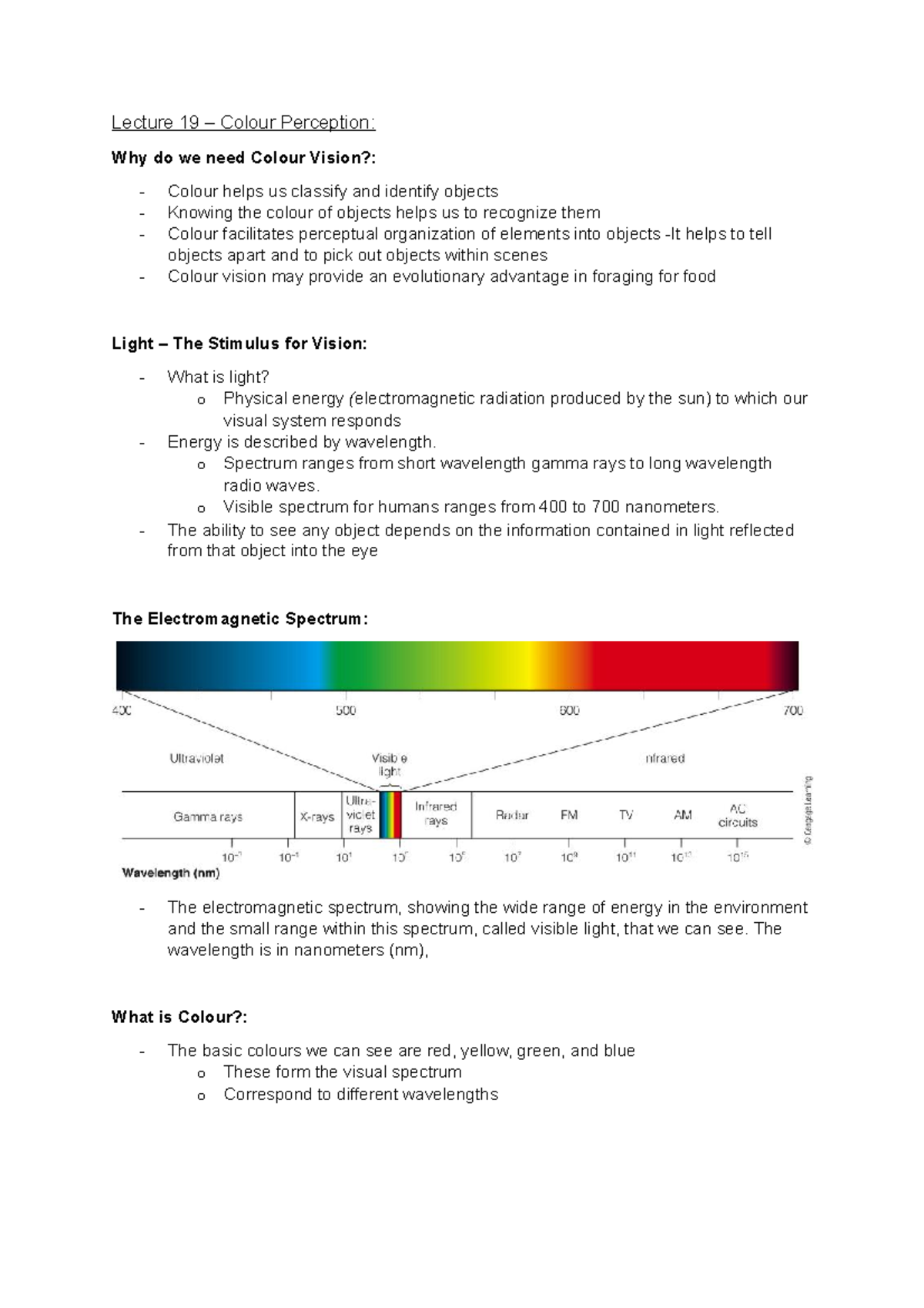 19 - Colour Perception - Light – The Stimulus for Vision and The ...