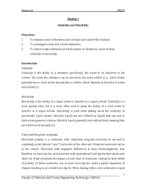 01 Solubility and Miscibility - CHEMISTRY LAB BTU EXPERIMENT 01 ...
