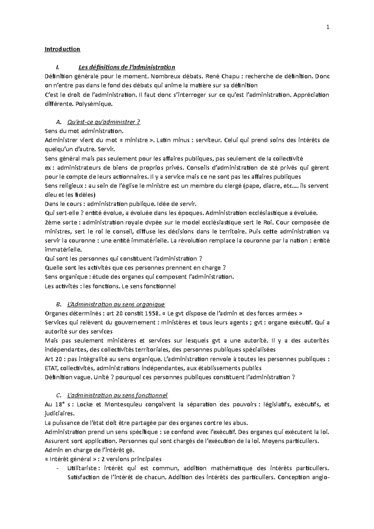 Cours Magistral - L2 1ER SEMESTRE - Introduction I. Les définitions de ...