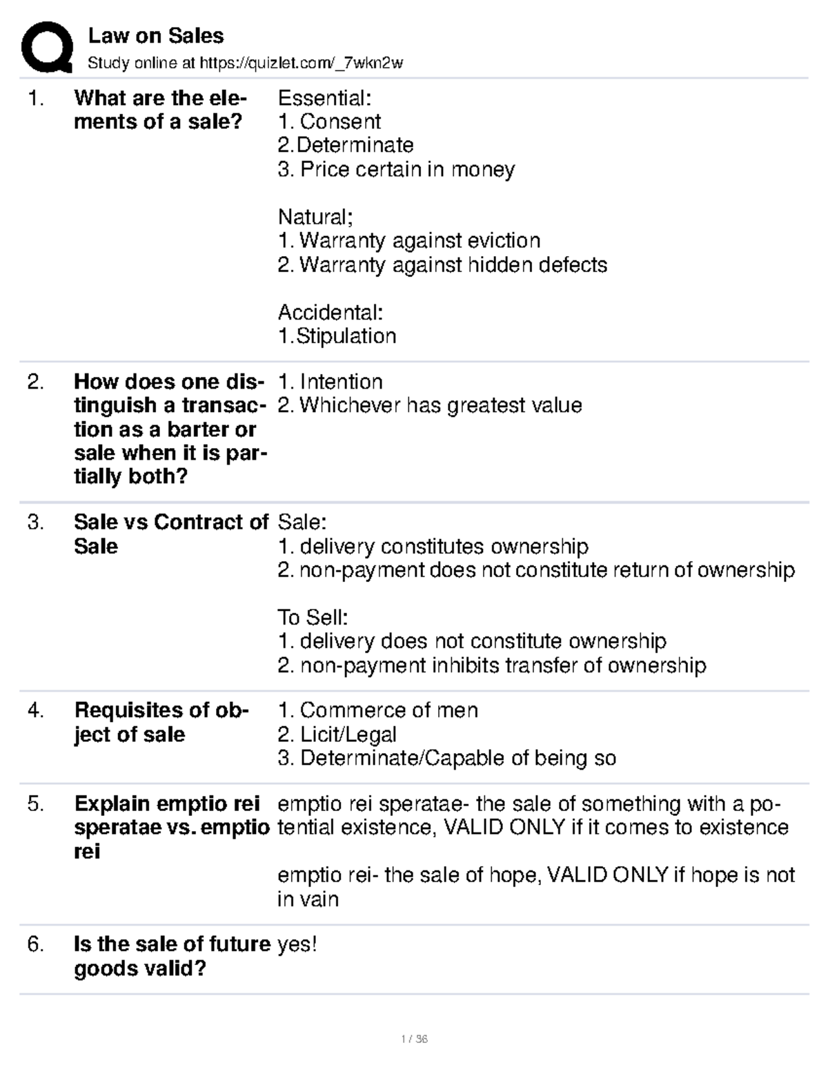 Law on Sales - Study online at quizlet/_7wkn2w What are the ele- ments ...