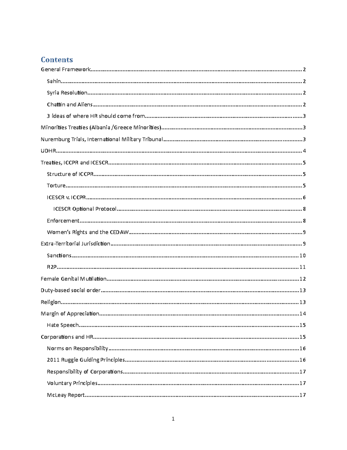outline course material - Contents General - Studocu