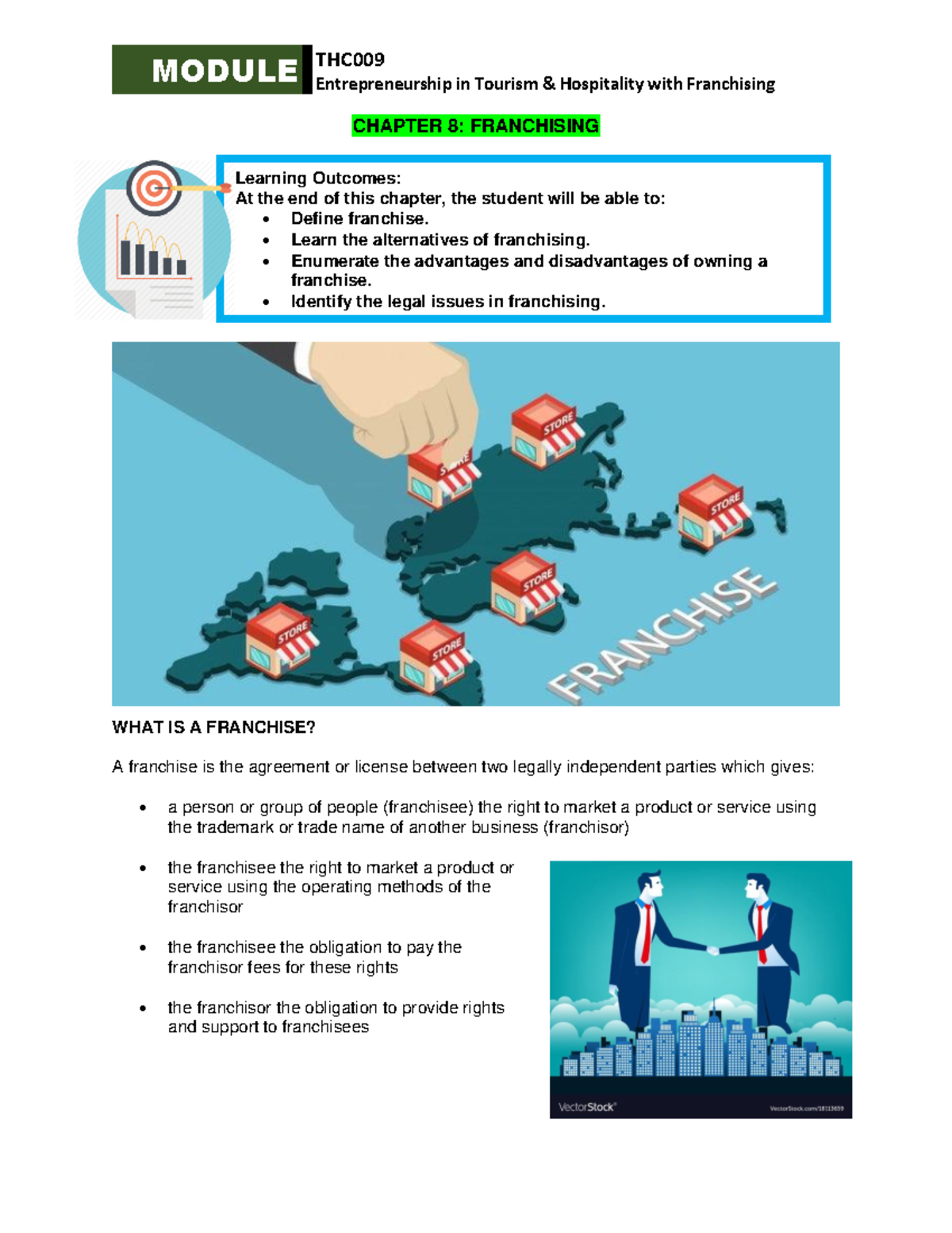 Chapter 8 Franchising - Lecture notes 8 - MODULE Entrepreneurship in ...