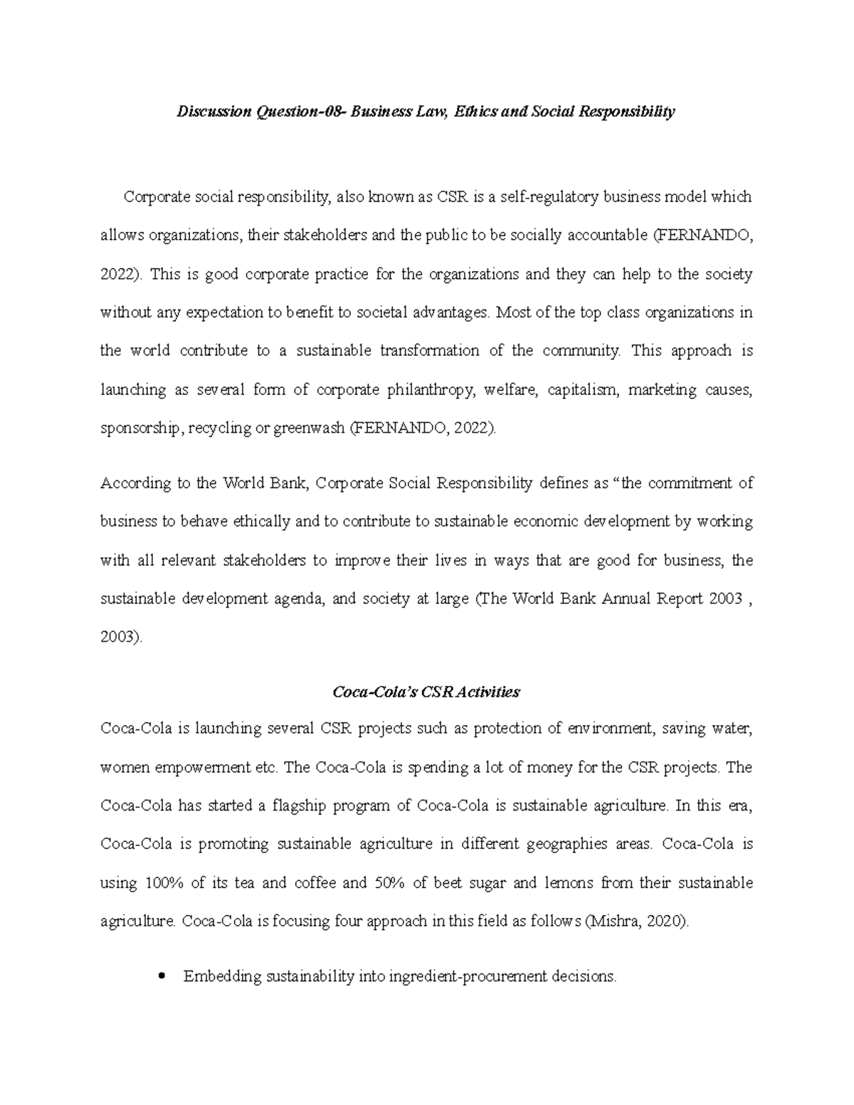 hd d hdhdd hdhdh hdhdhd - Discussion Question-08- Business Law, Ethics ...