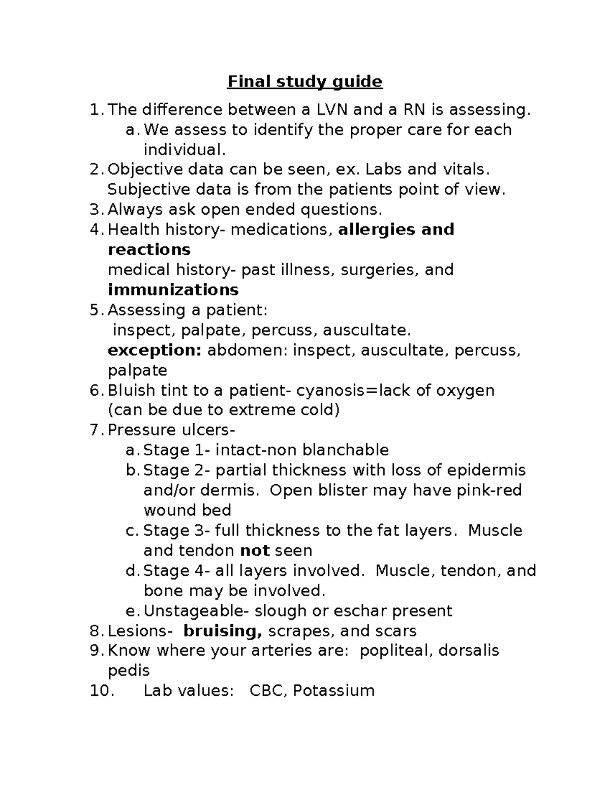 Semester-1-final - Nursing RN - Final study guide The difference ...