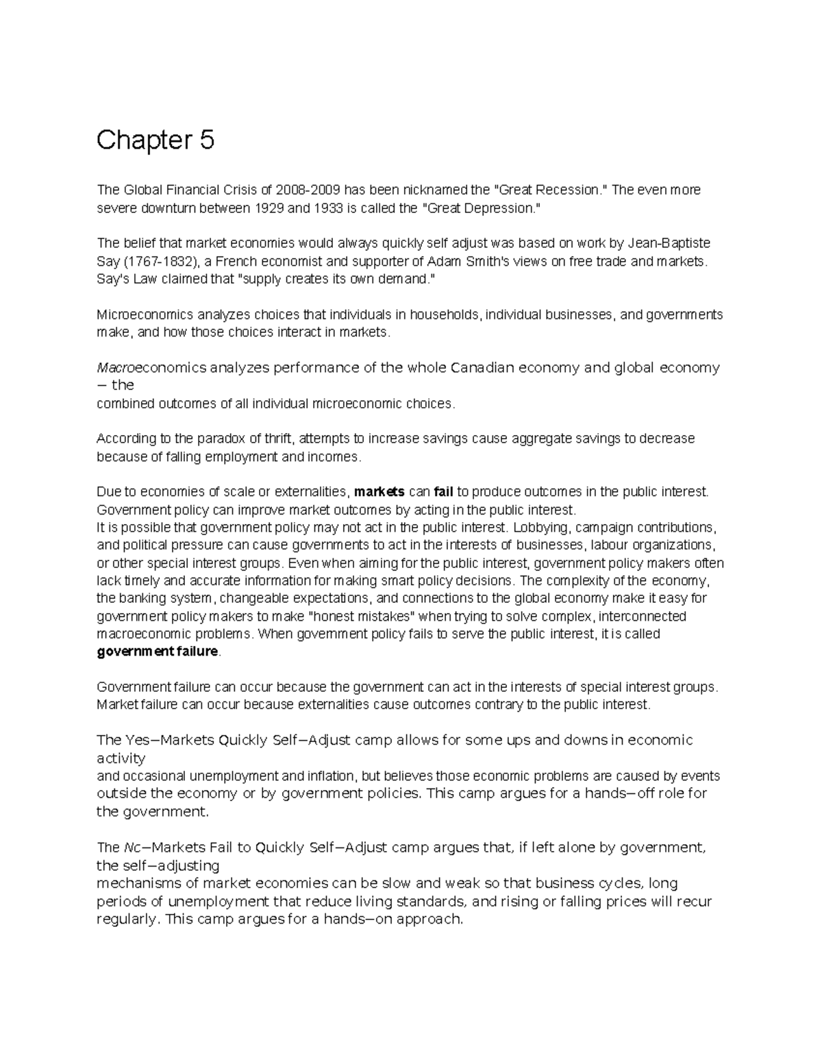 Econ chapter 5 note - Note for quiz - Chapter 5 The Global Financial ...