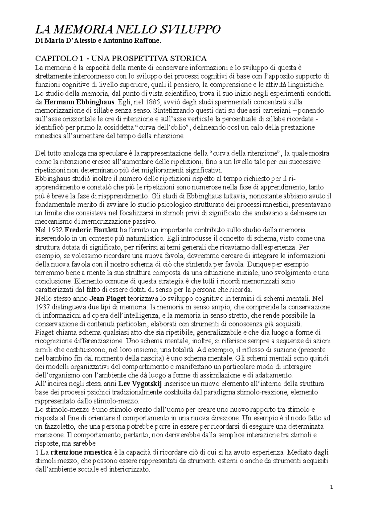 LA Memoria Nello Sviluppo (mancano 6 e 7 ) Doc Word - LA MEMORIA NELLO ...