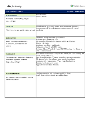 Clinical worksheet for Jackson Weber (core) - CLINICAL WORKSHEET This ...