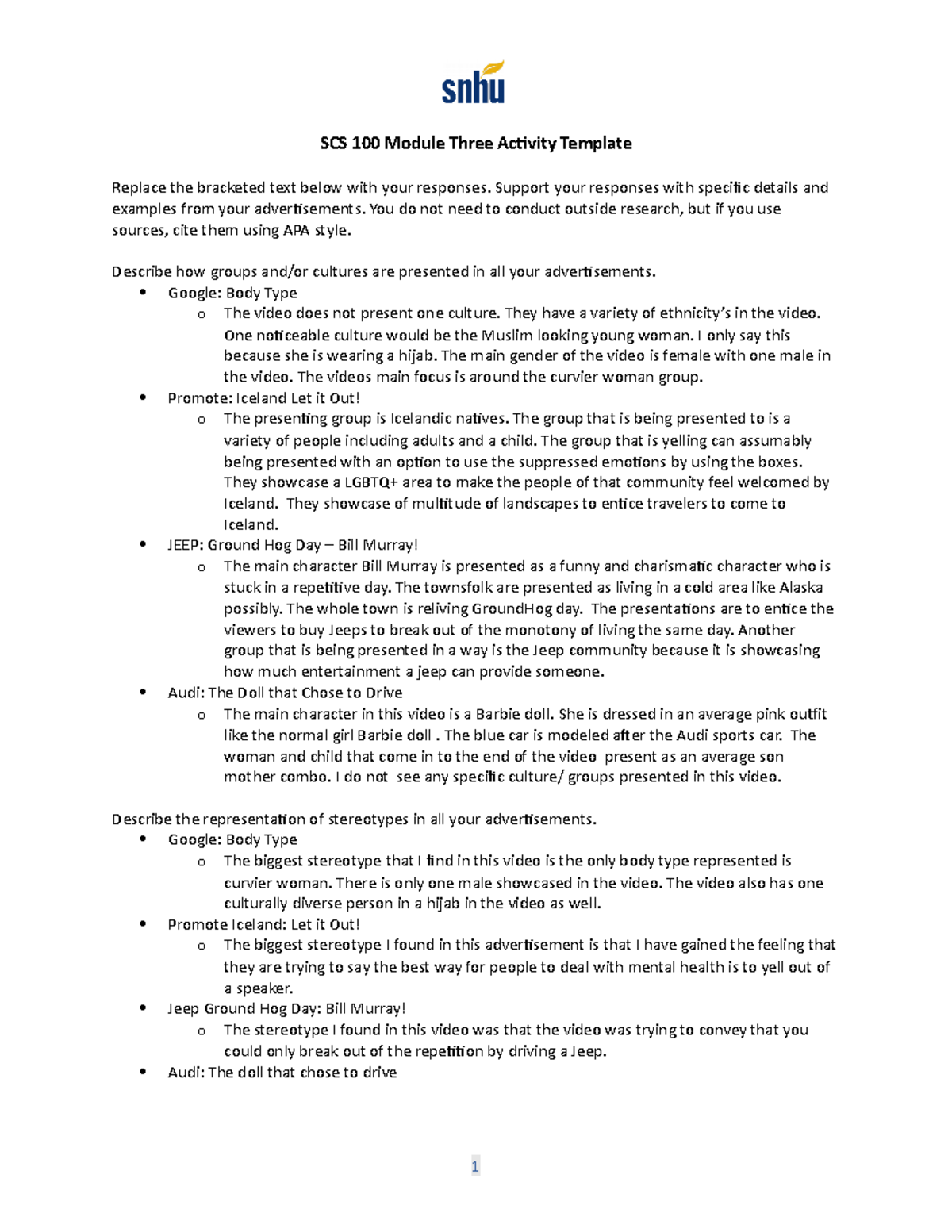 SCS 100 Module Three Activity Template - SCS 100 Module Three Activity ...