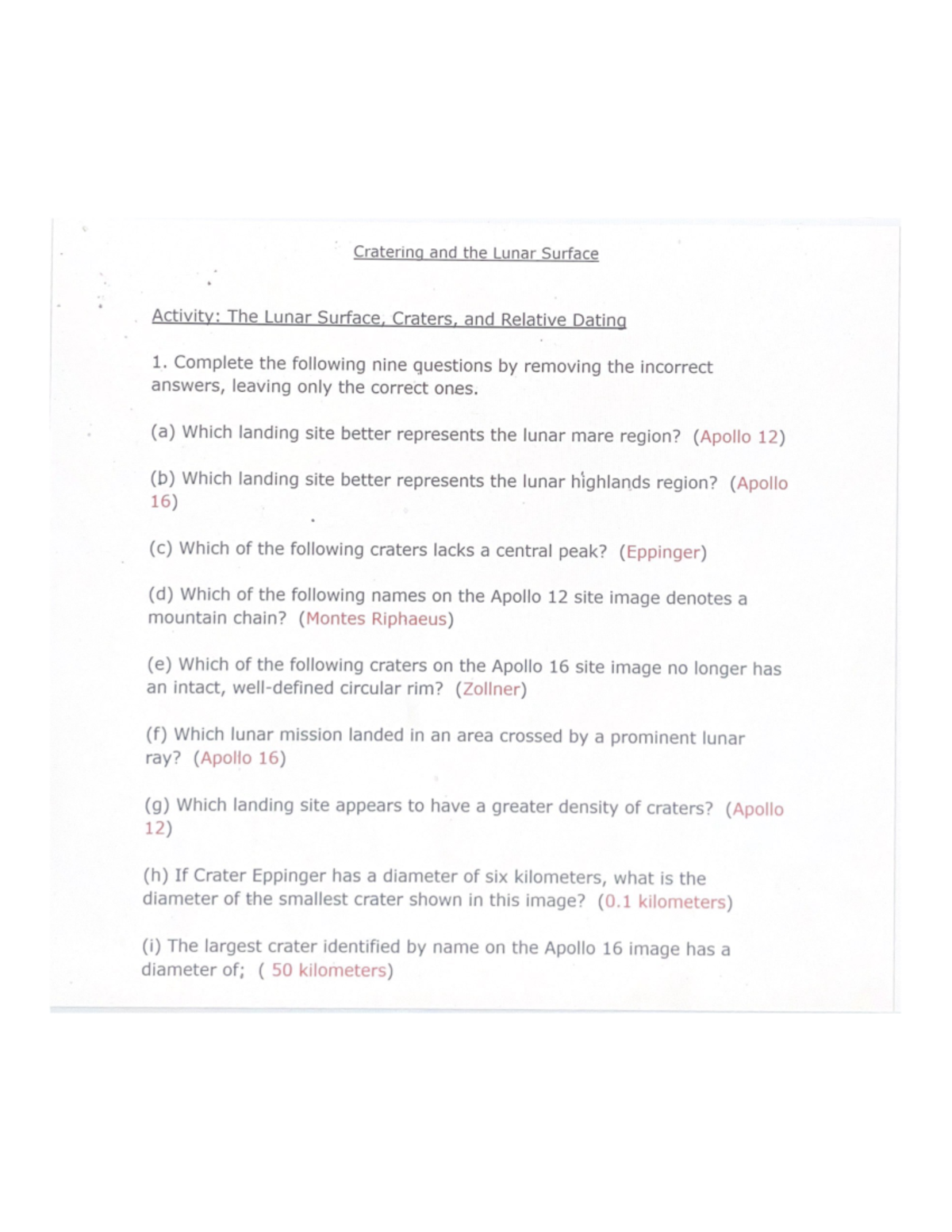 Cratering and the Lunar Surface - ASTR 153 - Studocu