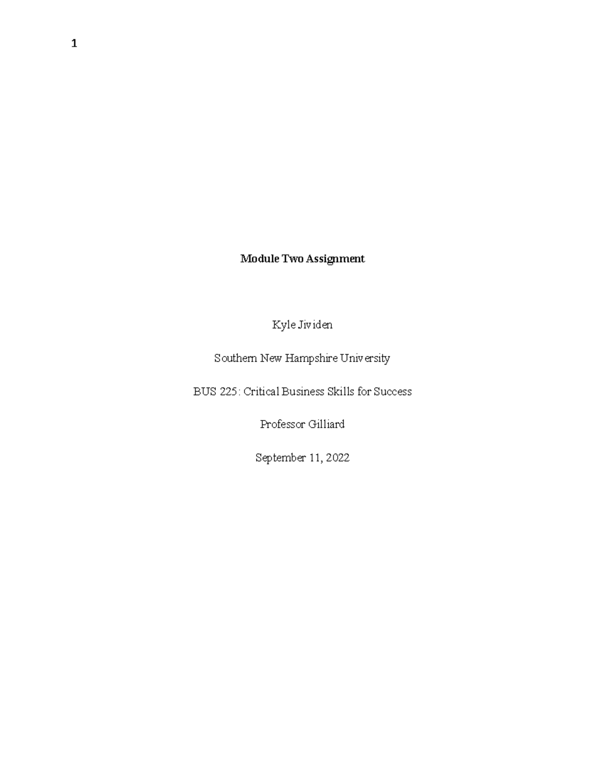 Module Two Assignment - Module Two Assignment Kyle Jividen Southern New ...