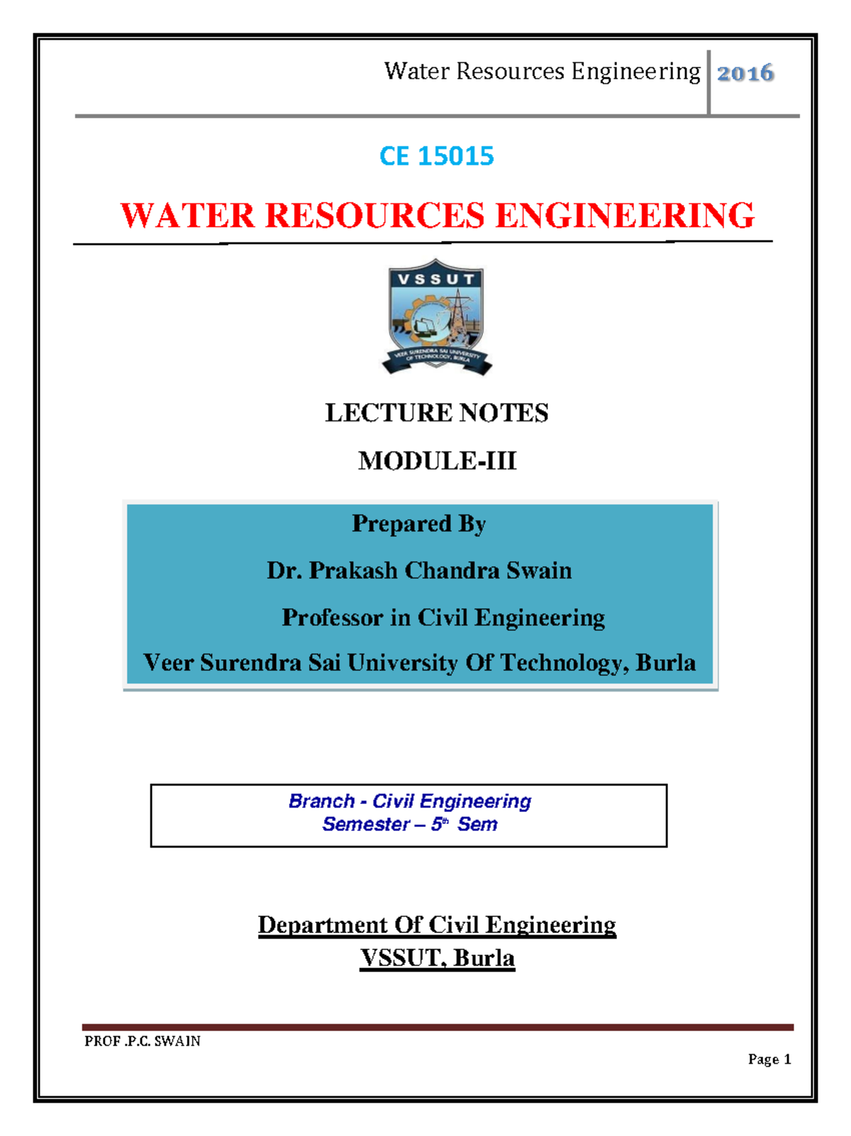 Lecture 1525502018 - Human Resource - PROF .P. SWAIN CE 15015 WATER ...