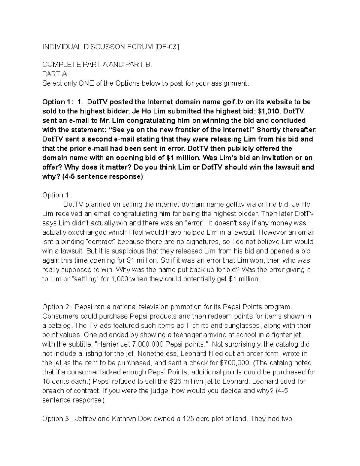 #4 Individual Discussion Forum - INDIVIDUAL DISCUSSON FORUM [DF-03 ...