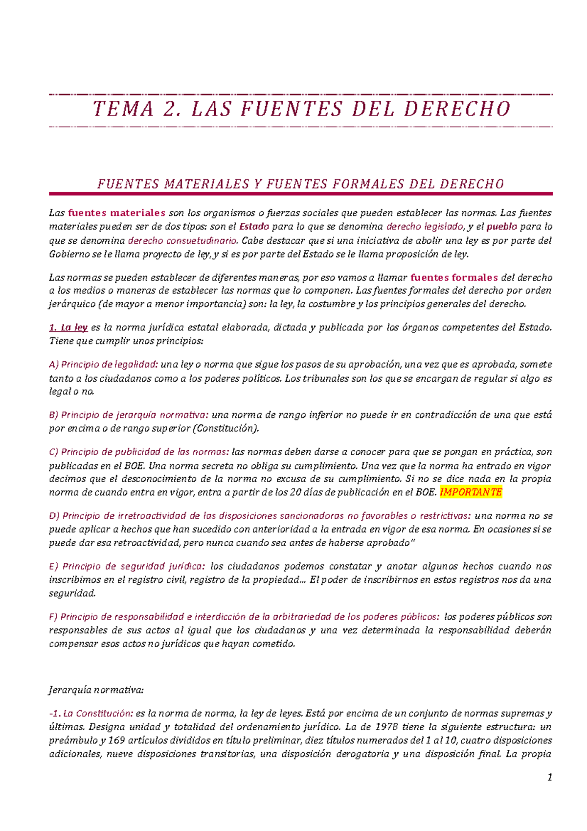 Tema 2. Las Fuentes Del Derecho - TEMA 2. LAS FUENTES DEL DERECHO ...