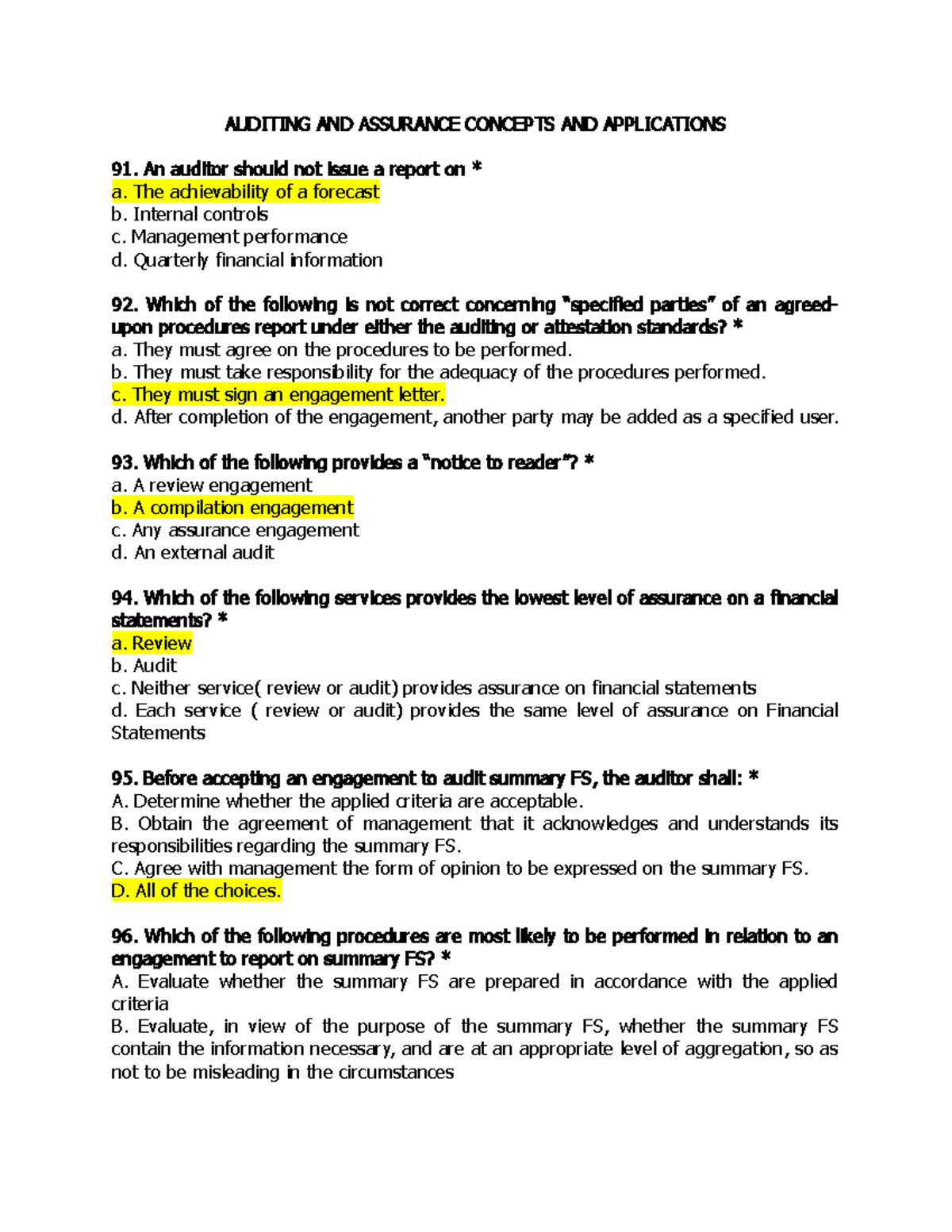 10 Auditing And Assurance Concepts And Applications Auditing And Assurance Concepts And