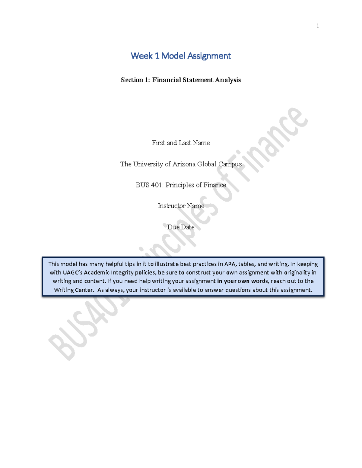 Week 1 Model Assignment - 1 Week 1 Model Assignment Section 1 ...