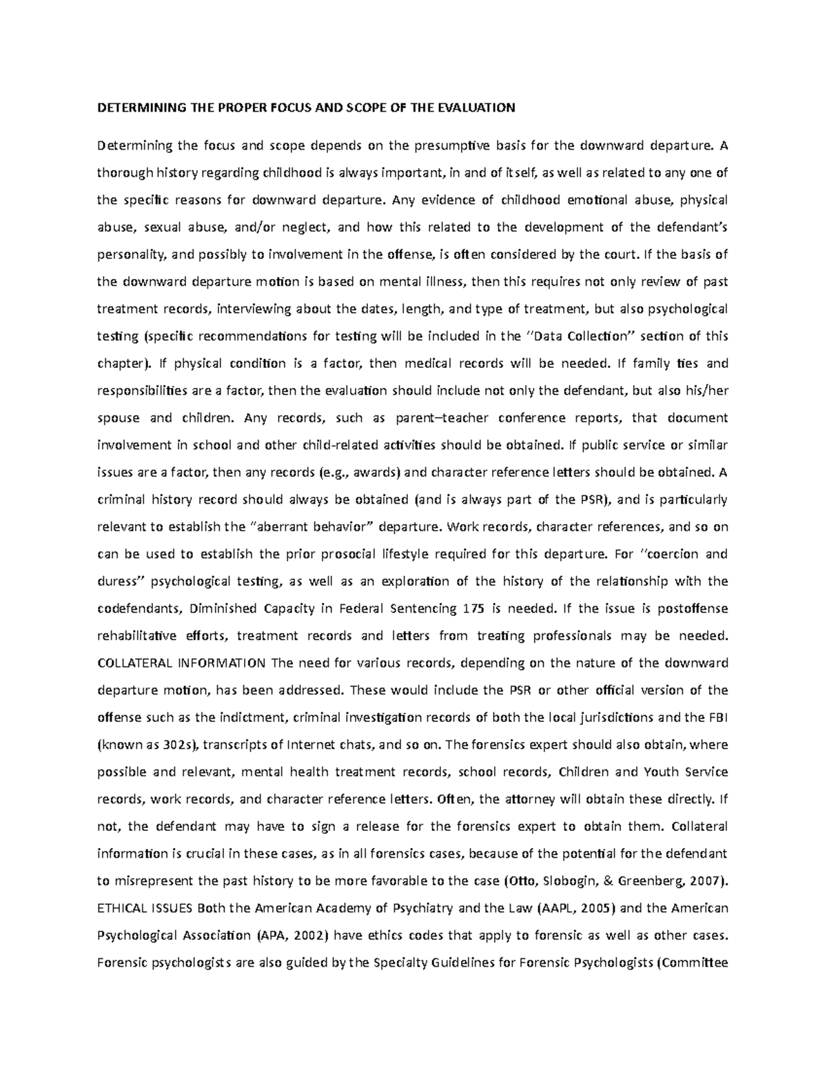 Determining THE Proper Focus AND Scope OF THE Evaluation - DETERMINING ...