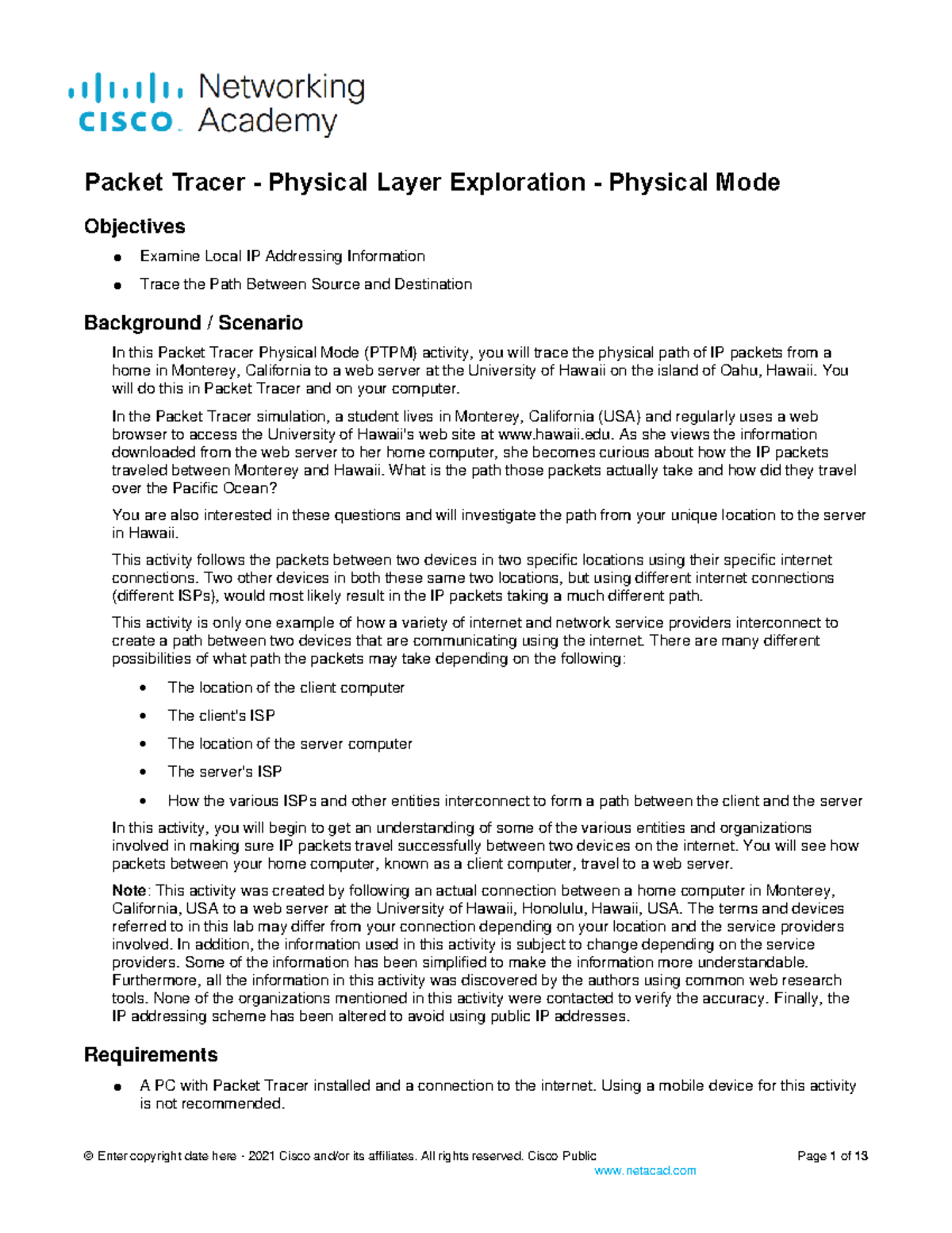 4.7.1-packet-tracer physical-layer-exploration physical-mode - © Enter ...