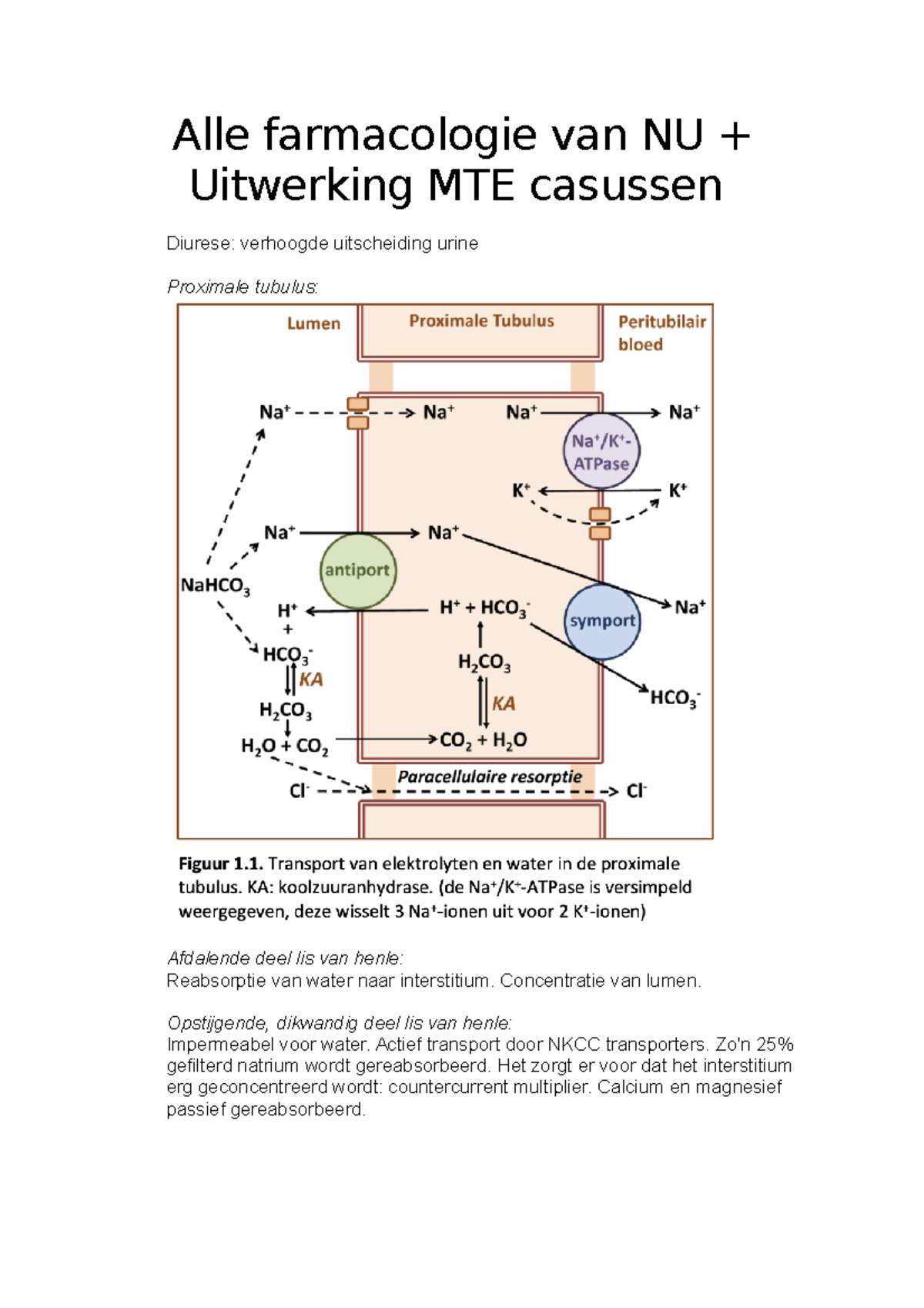 Farmacologie NU - Voorbereiding + uitwerking van MTE 1 en MTE 2 - Alle farmacologie van NU ...