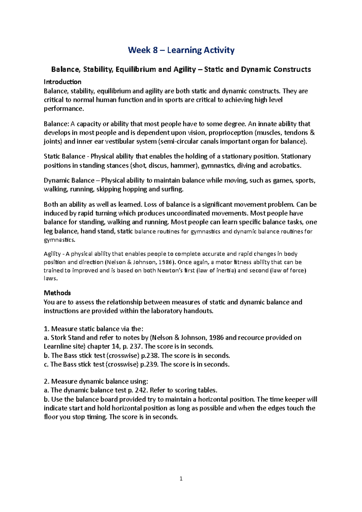 Week 8 - Learning Activity - Week 8 – Learning Activity Balance ...