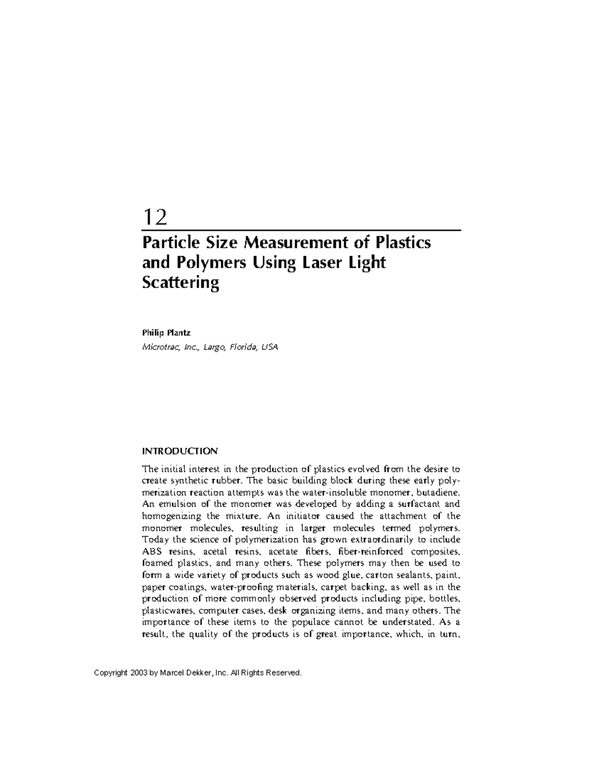 DKE291 Ch12 - Its lecture notes. - 12 Particle Size Measurement of ...