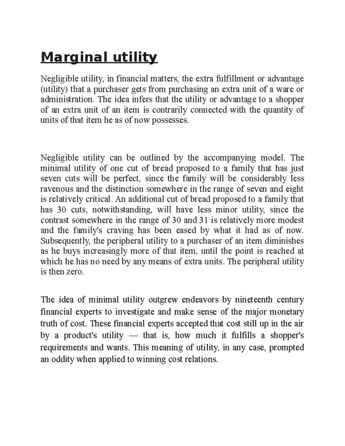 Marginal utility - Marginal utility Negligible utility, in financial ...
