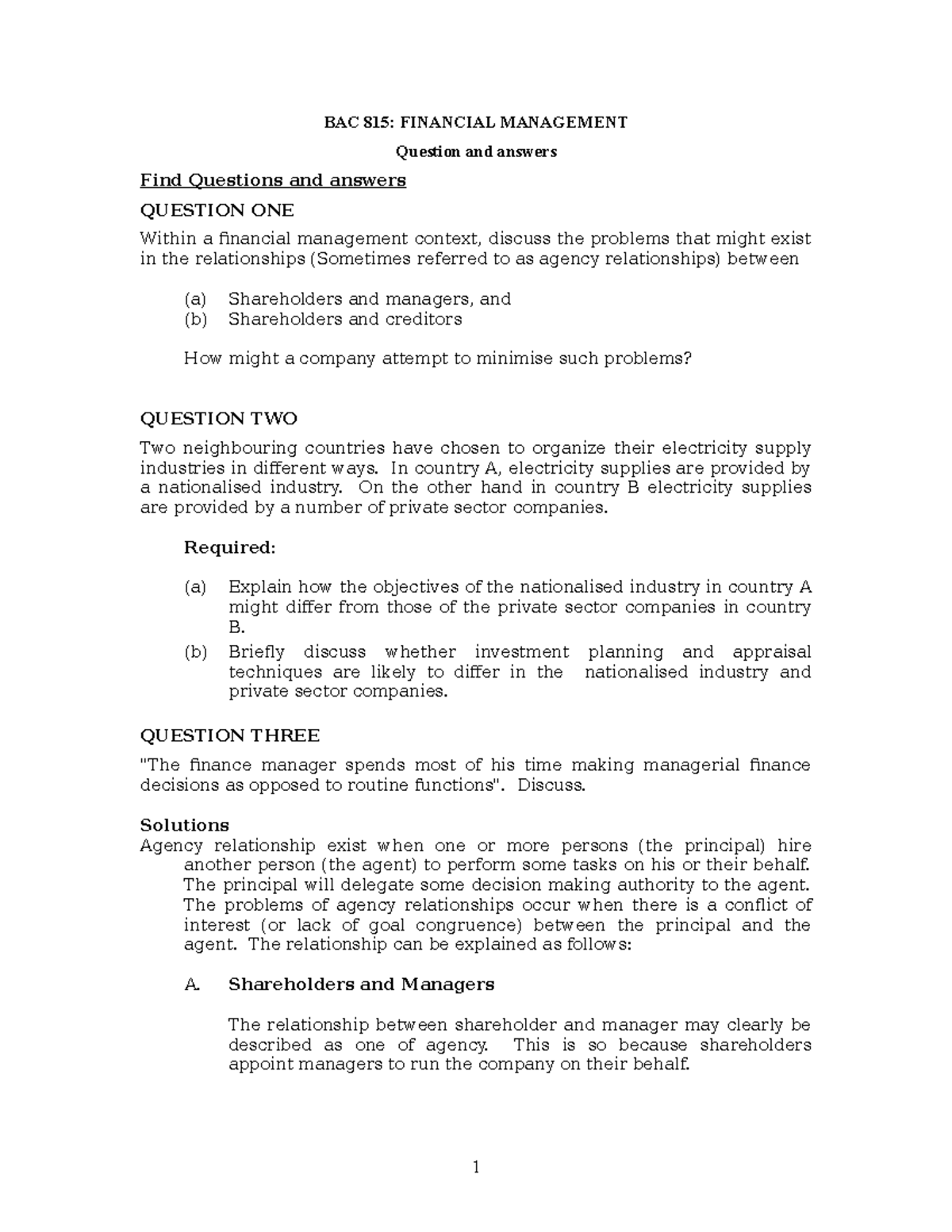 BAC 815.financial management question and answersdoc - BAC 815 ...