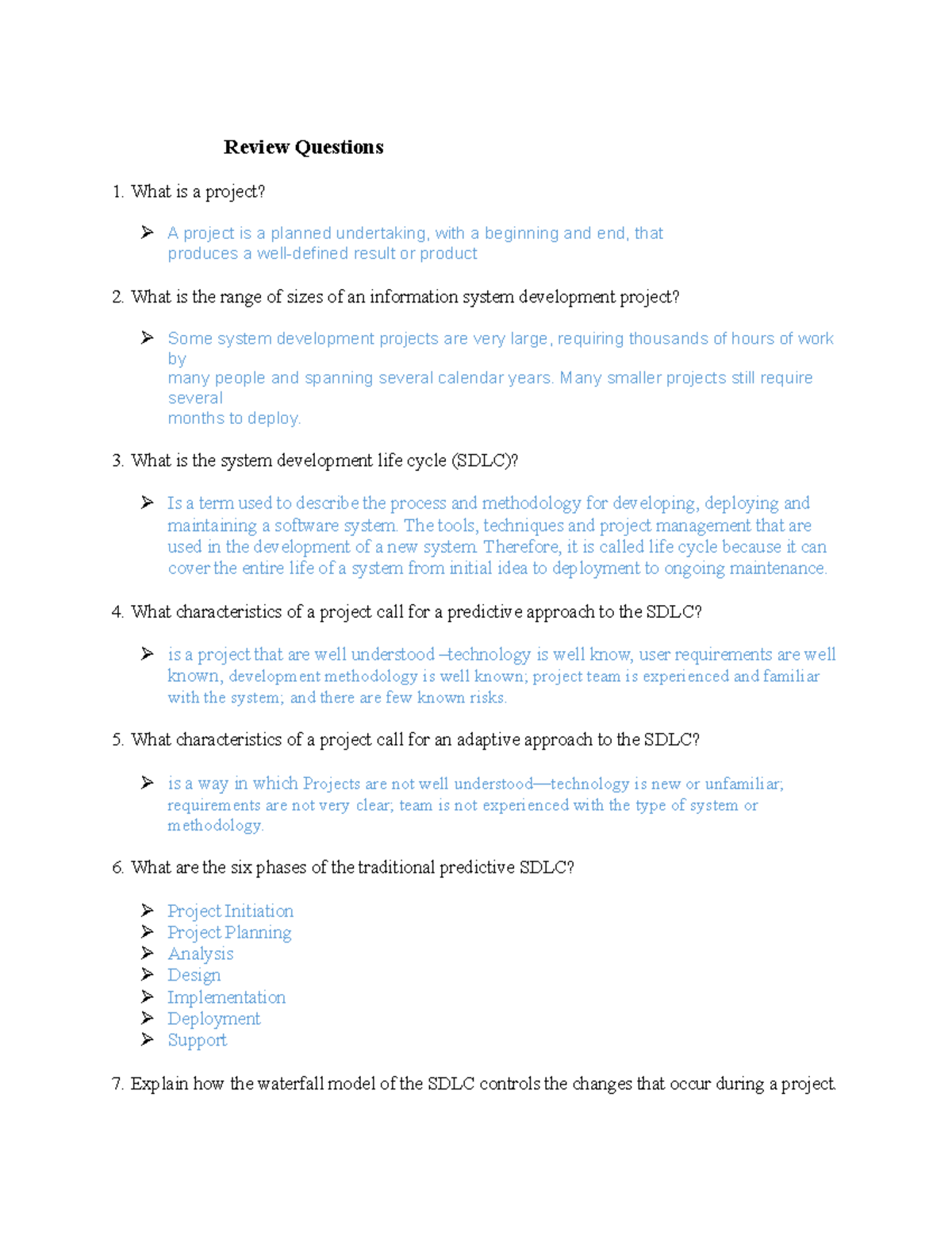 Review Questions - Review Questions What is a project? A project is a ...