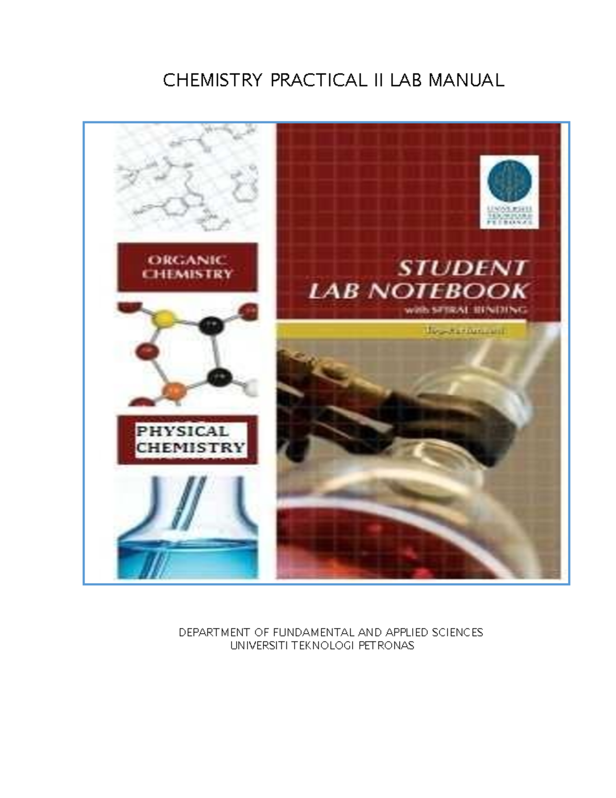 Laboratory Manual Complete - CHEMISTRY PRACTICAL II LAB MANUAL ...