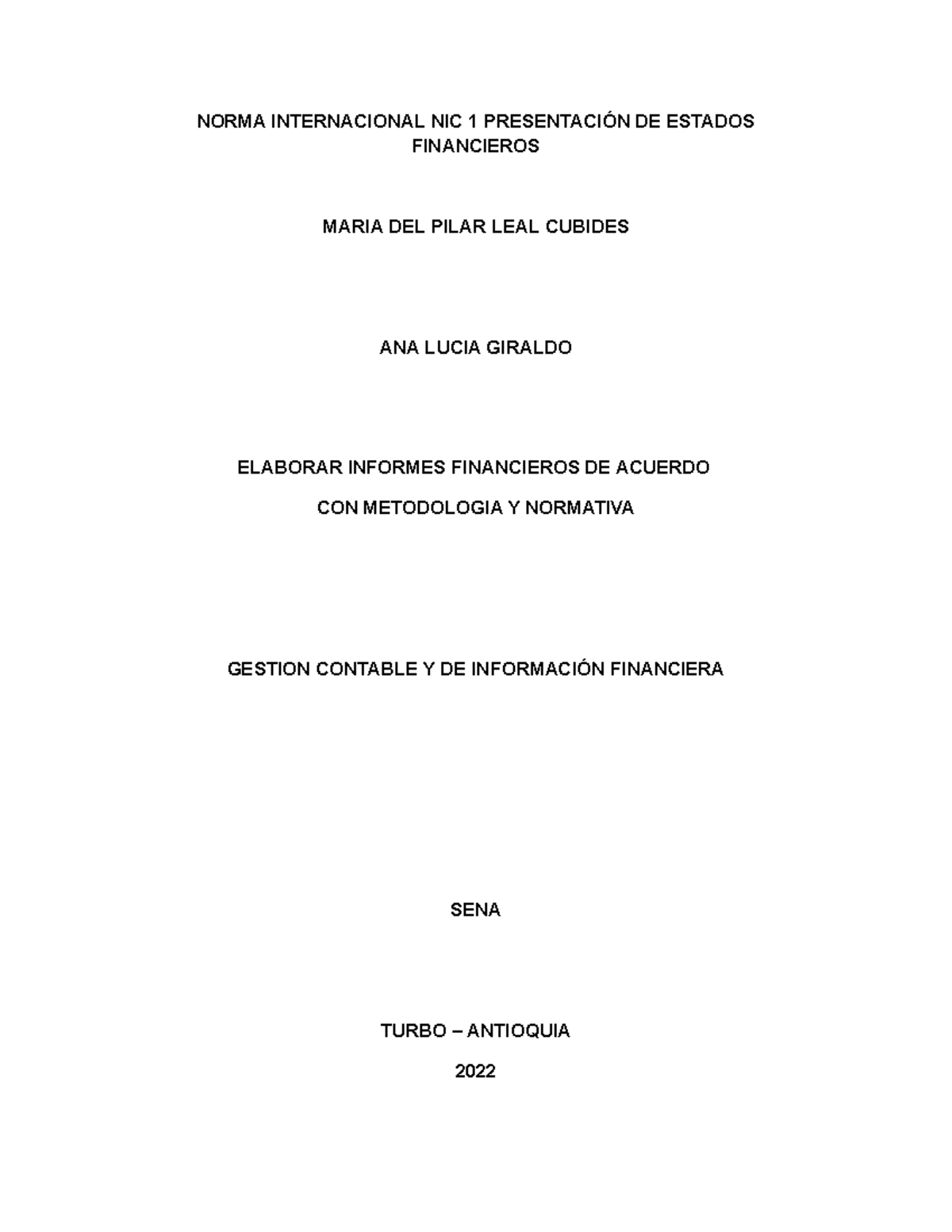 Norma Internacional NIC 1 Presentación DE Estados Financieros - NORMA ...