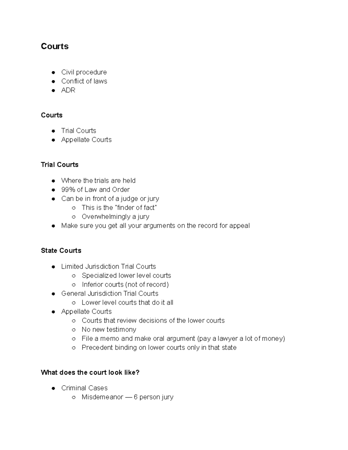 10 - Courts - Lecture notes 10 - Courts Civil procedure Conflict of ...