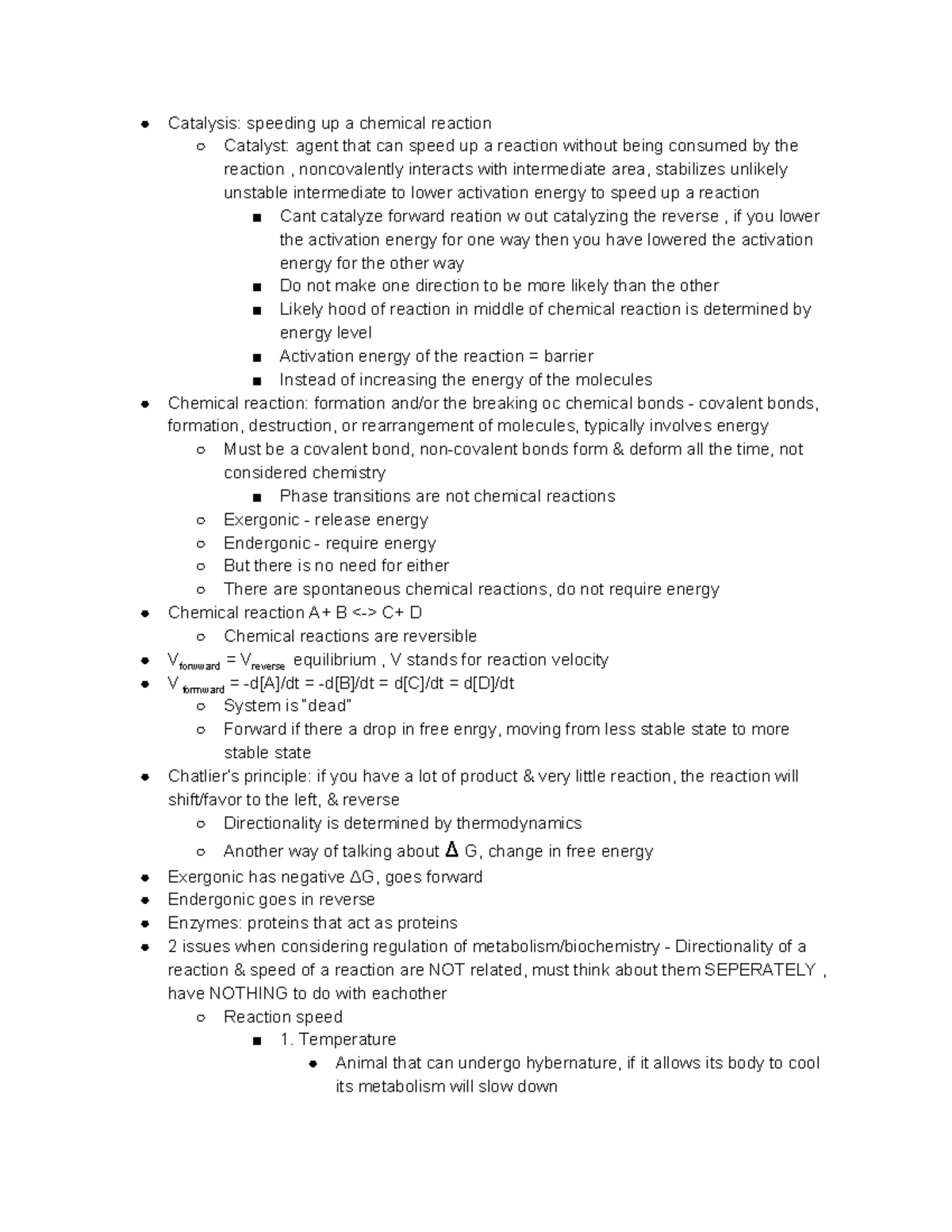 Cell lecture 2/27 - Catalysis: speeding up a chemical reaction Catalyst ...