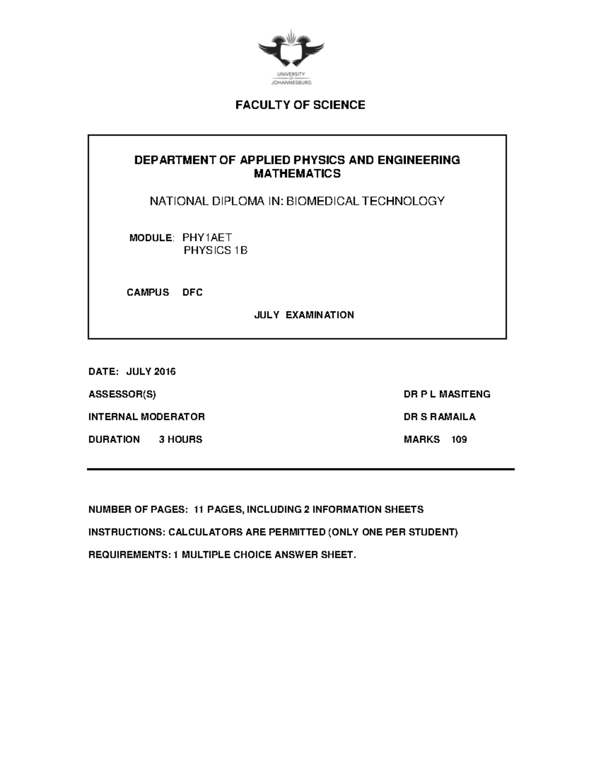 Uj 23660+ Source 1+ Source 1 - FACULTY OF SCIENCE DEPARTMENT OF APPLIED ...