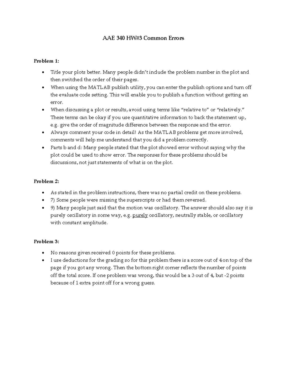 Aae340hw3 commonerrors - Warning: TT: undefined function: 32 AAE 340 HW#3 Common Errors Problem ...