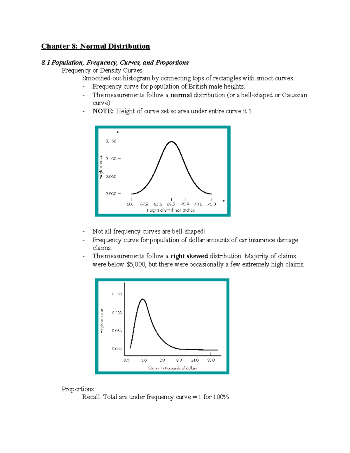 Stat Notes Part 2 - Chapter 8: Normal Distribution 8 Population ...
