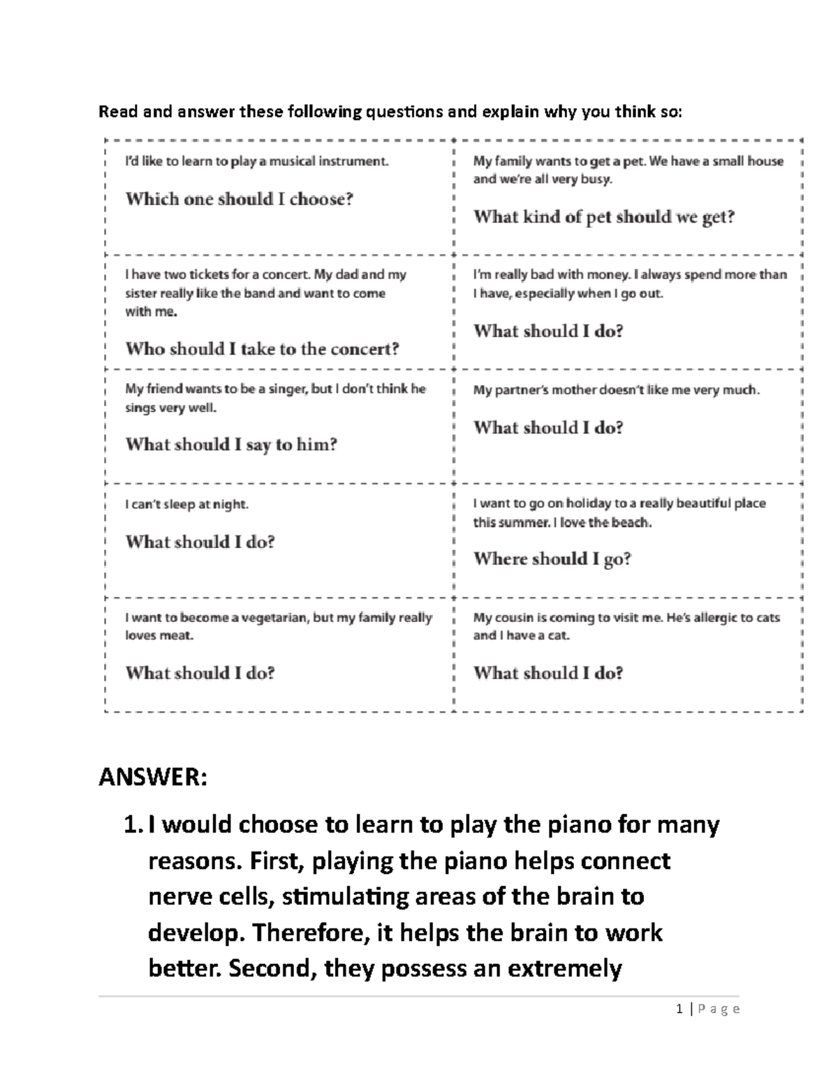 Homework FOR DAY 4 - abcd - Read and answer these following questions ...