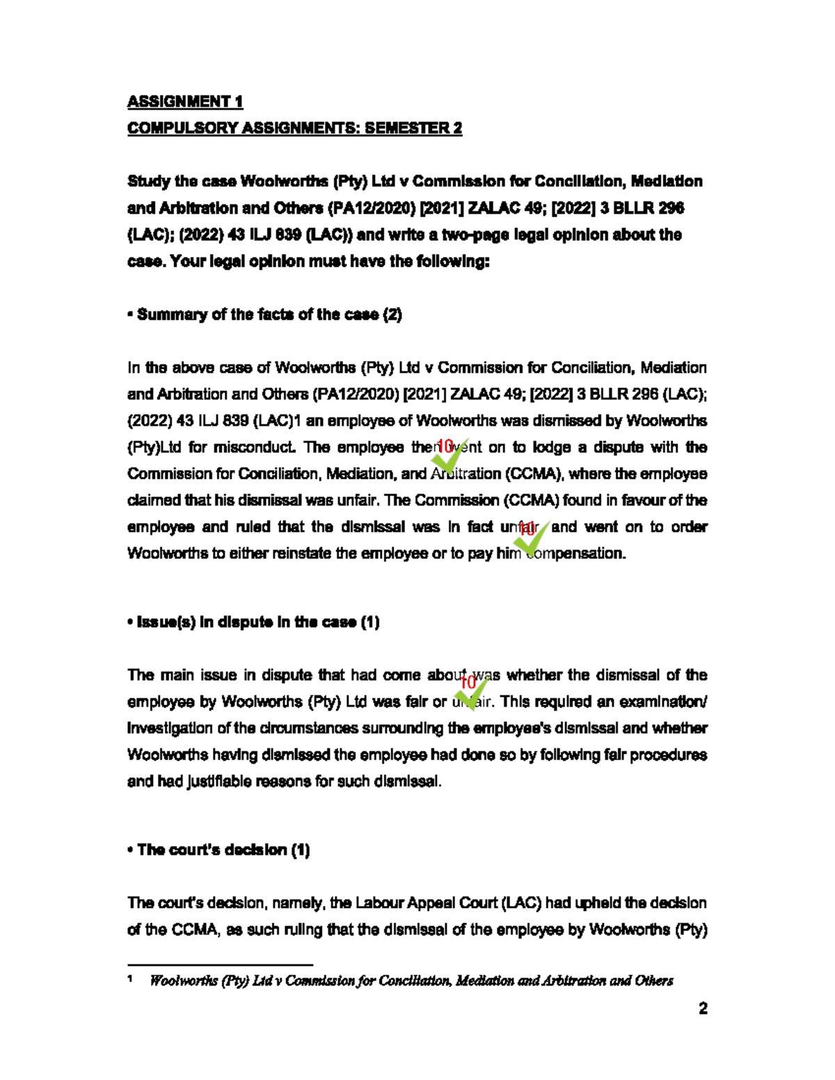 Marked assignment (MRL3702) wOolworths CASE - ASSIGNMENT 1 COMPULSORY ASSIGNMENTS: SEMESTER 2 ...