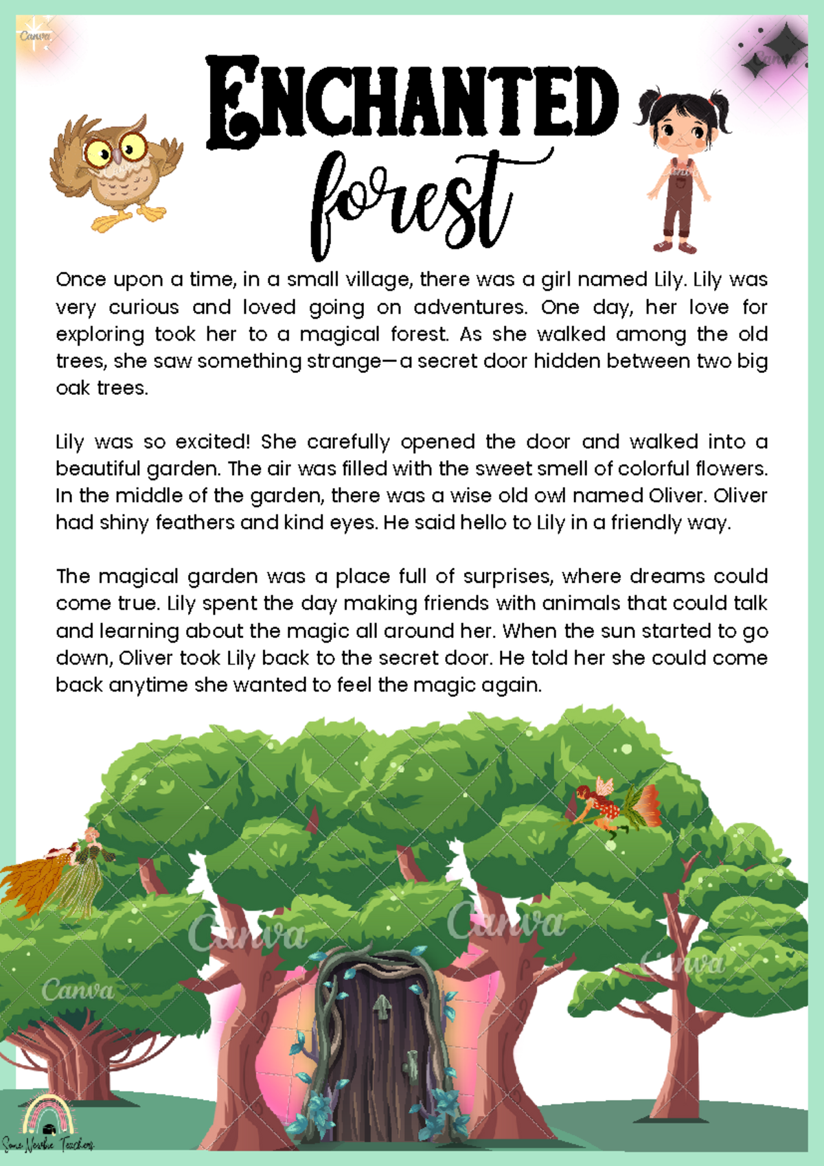 Enchanted forest - 5 years worksheet. - Once upon a time, in a small ...