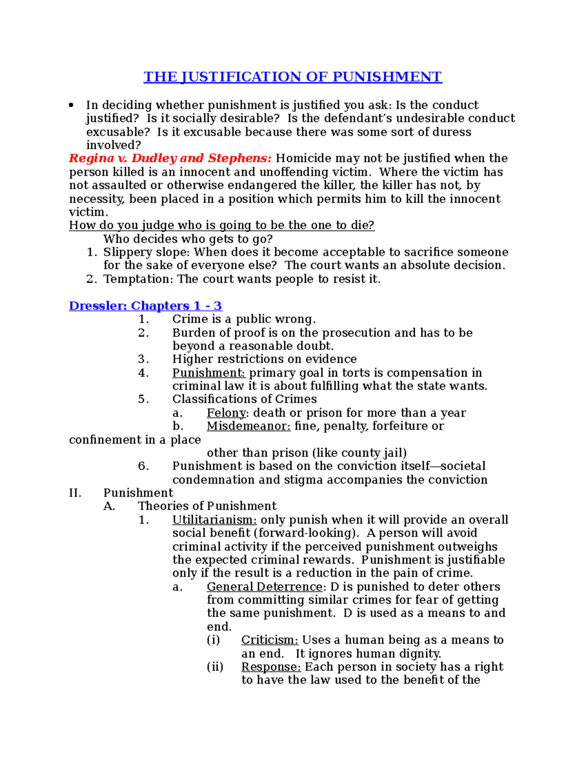 Criminal Law - Prof. Carr 3 - THE JUSTIFICATION OF PUNISHMENT · In ...