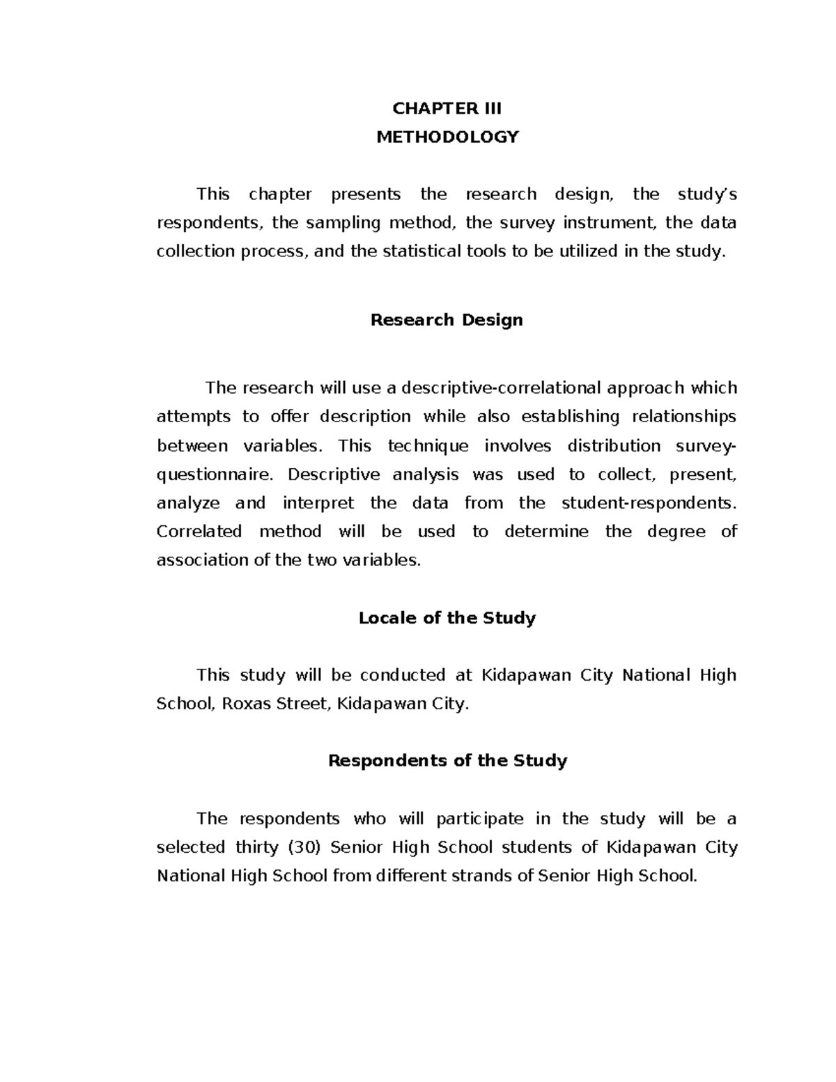 Chapter-III- Methodology - CHAPTER III METHODOLOGY This chapter ...