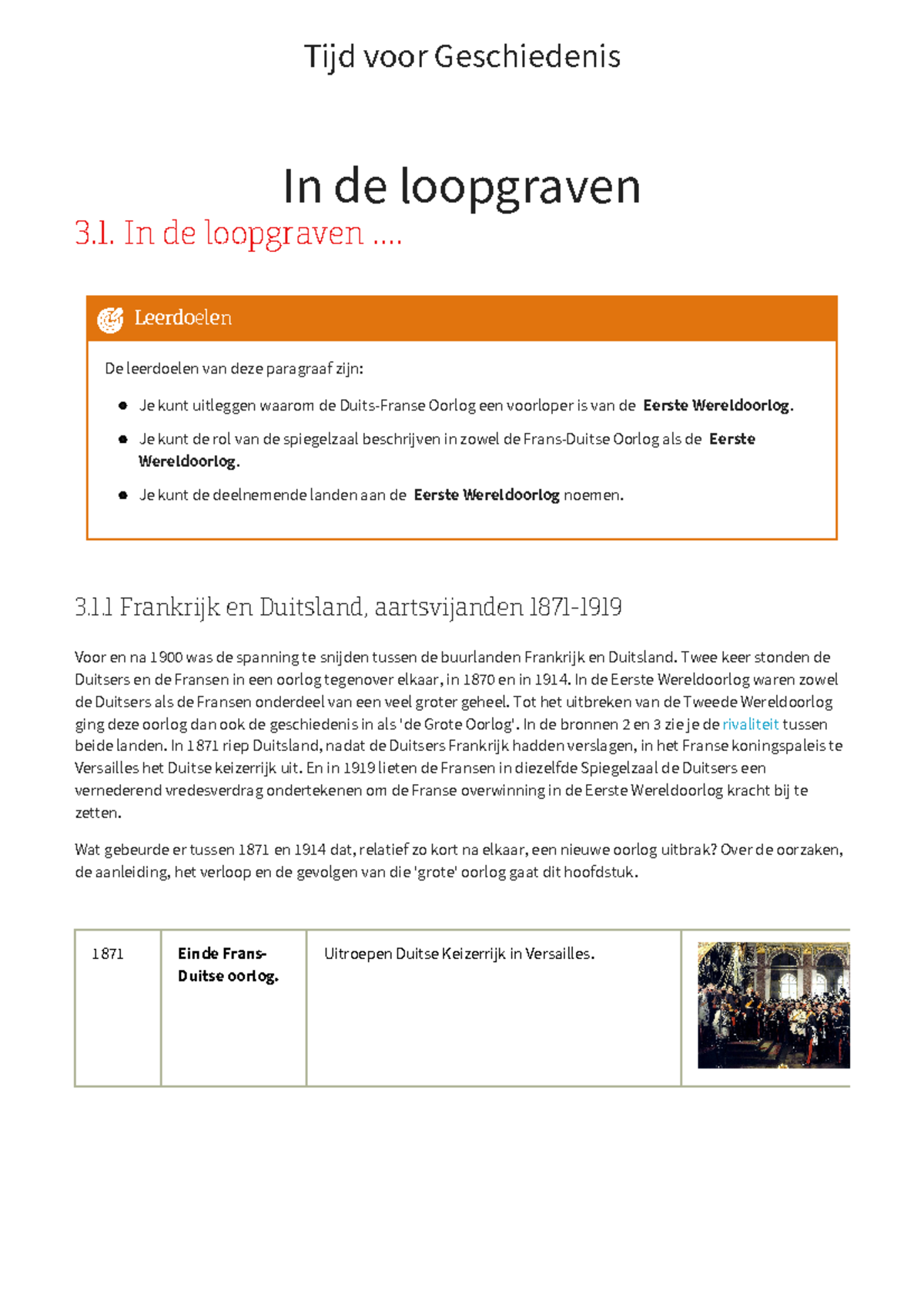 Tijd voor Geschiedenis In de loopgraven - In de loopgraven .... De ...