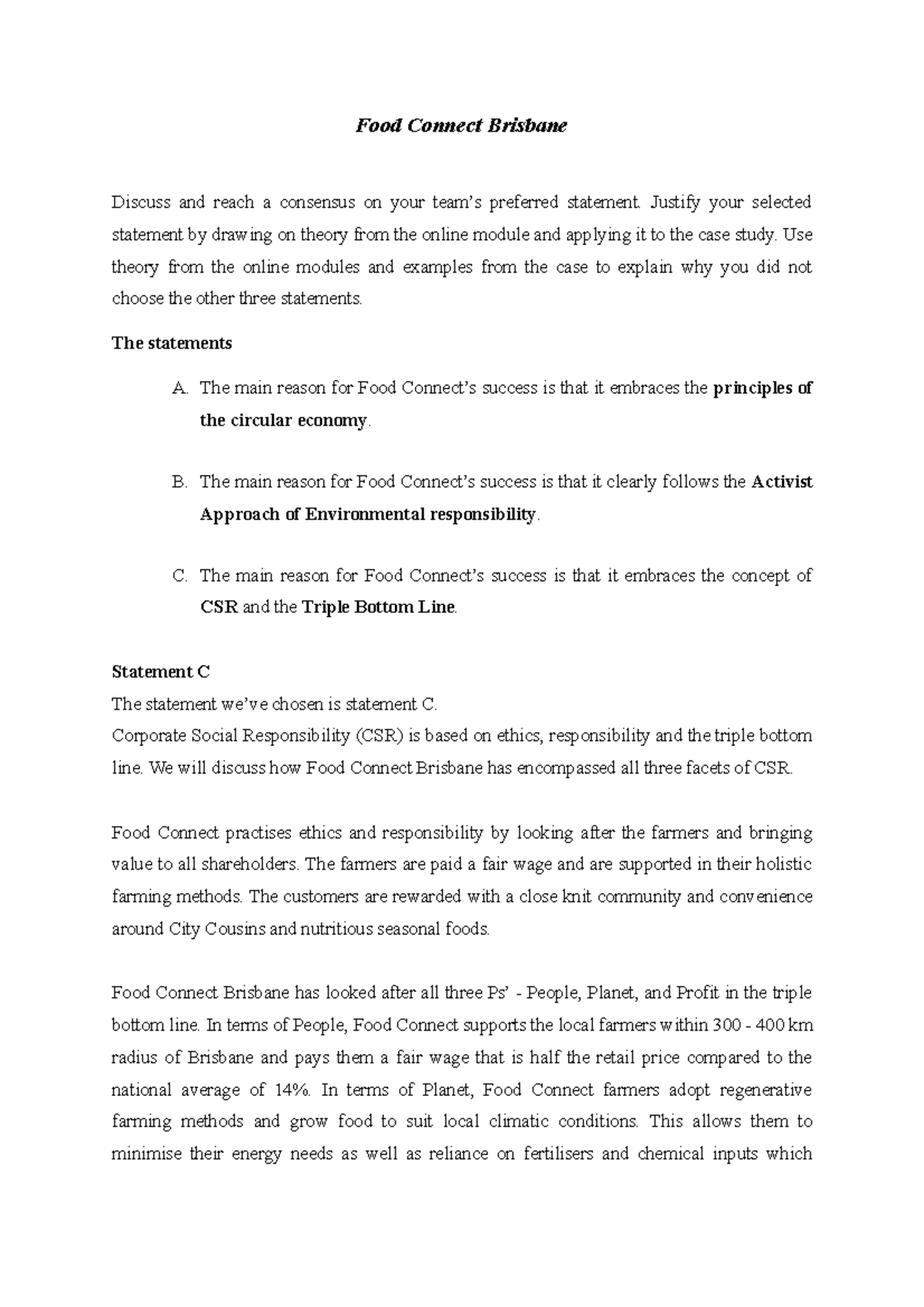 Week 13 Case Study Food Connect Brisbane - Food Connect Brisbane ...
