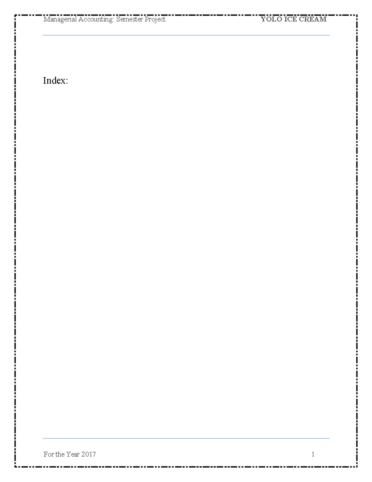 Management accounting project - Index: project and report as a semester ...