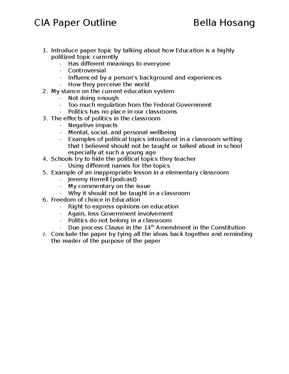 CIA Outline- Hosang - CIA Paper Outline Bella Hosang Introduce paper ...
