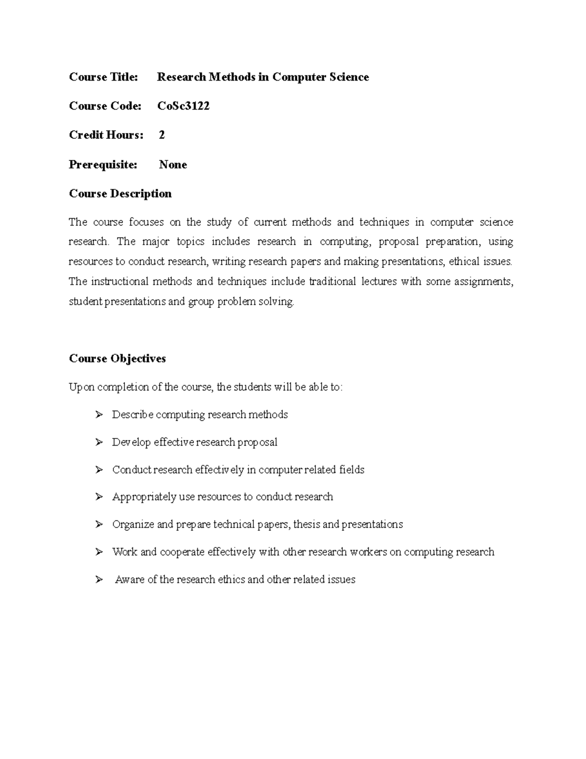 Research Methods in Computer Science - The major topics includes ...