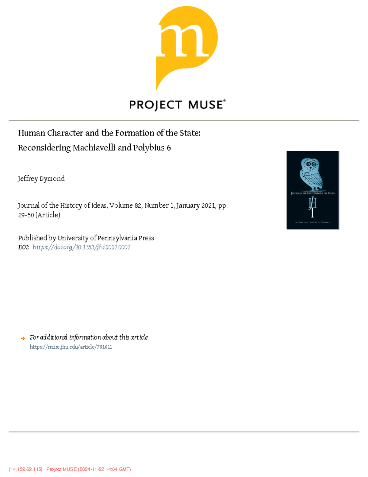 Project muse 781611 - Very productive - Human Character and the ...