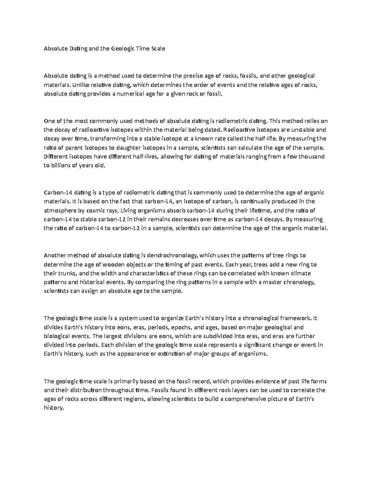 Absolute dating and the geologic time scale - Absolute Dating and the ...
