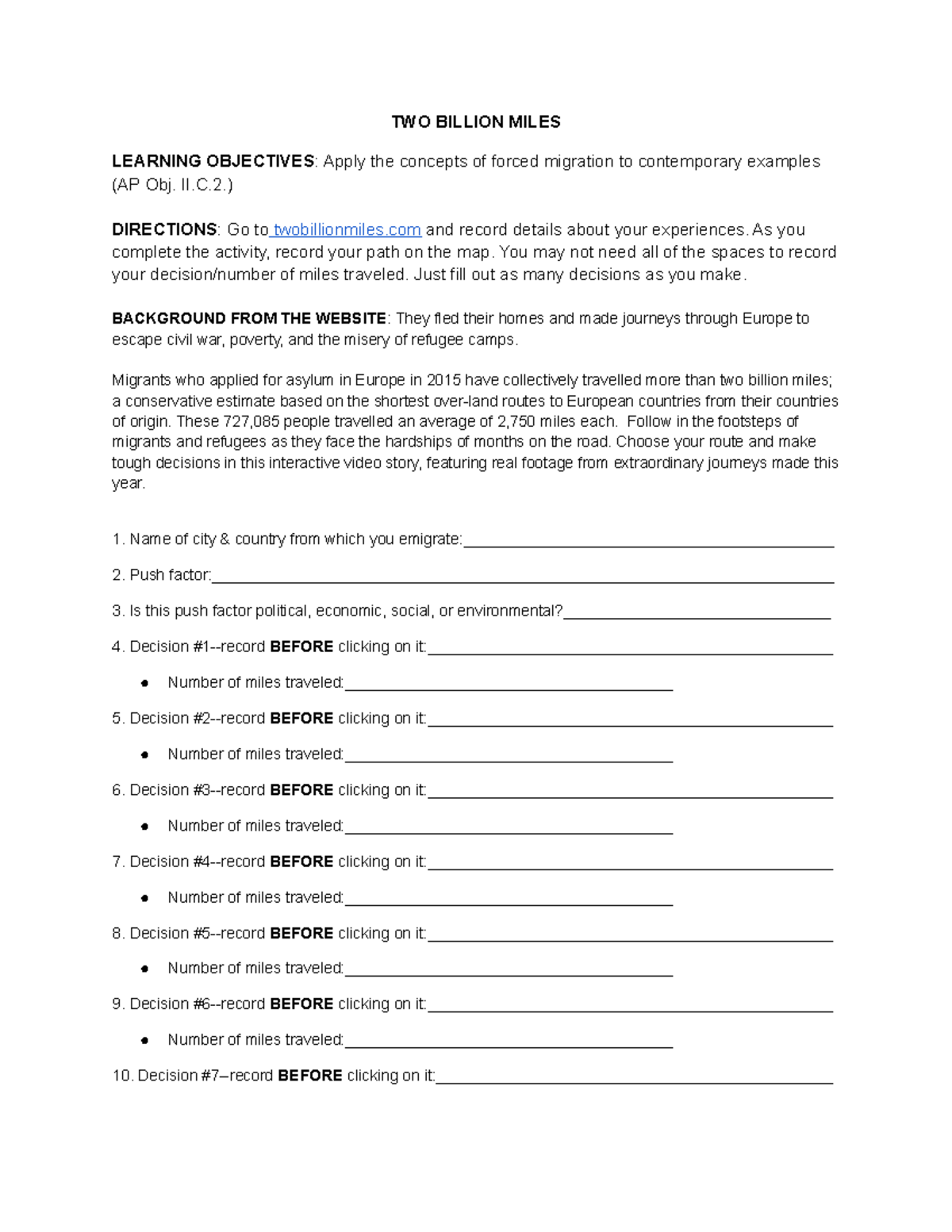 Anelina Pimentel - TWO Billion Miles - TWO BILLION MILES LEARNING ...